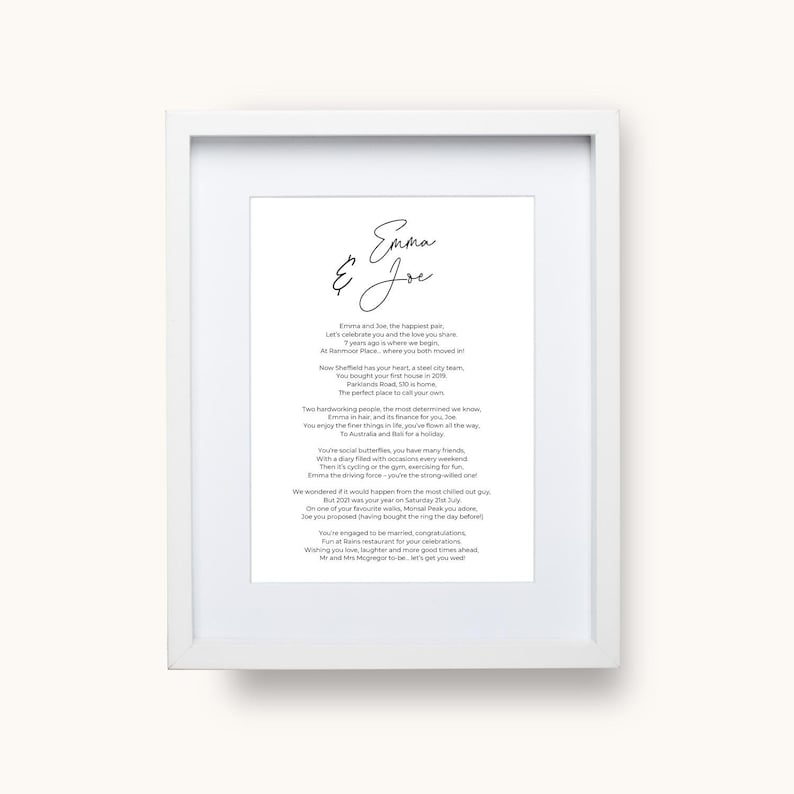 Bespoke Engagement Poem - Etsy