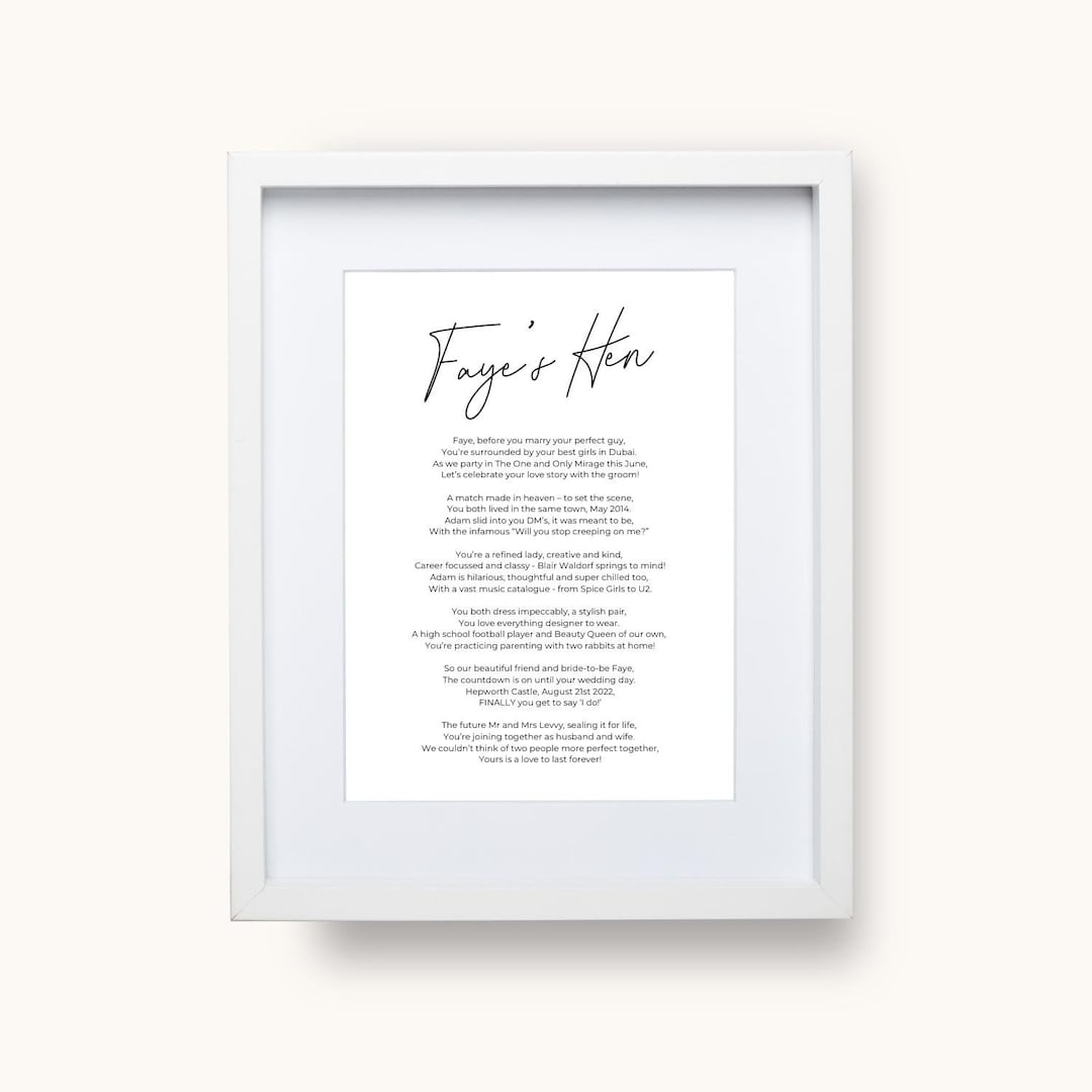 Bespoke Hen Poem - Etsy
