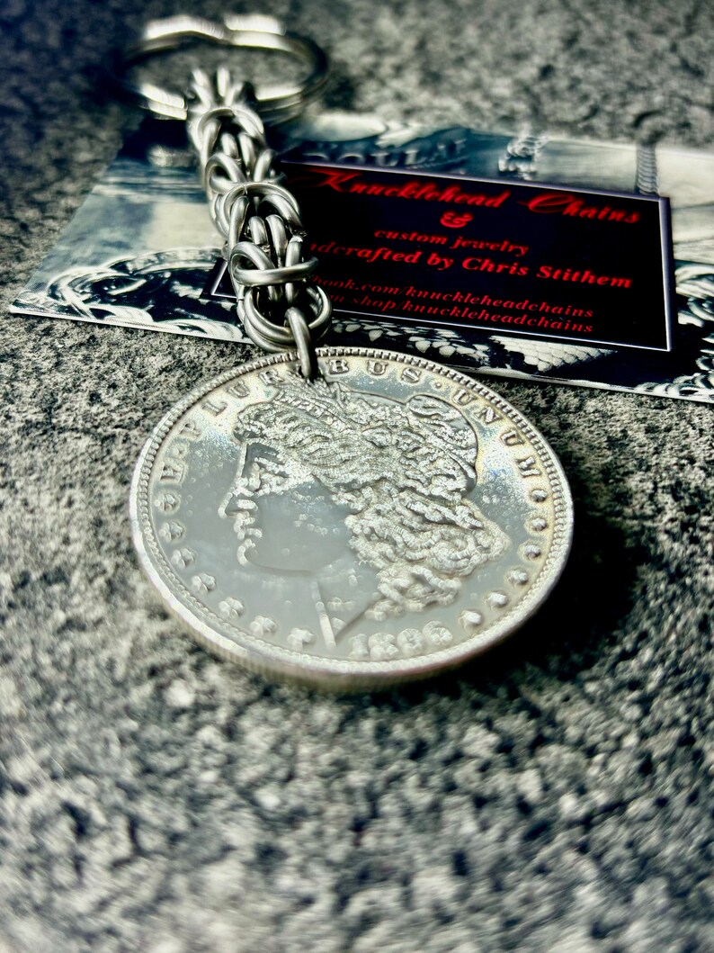 Morgan Dollar Keychain: Flat, Polished & Head Side Upright - Etsy
