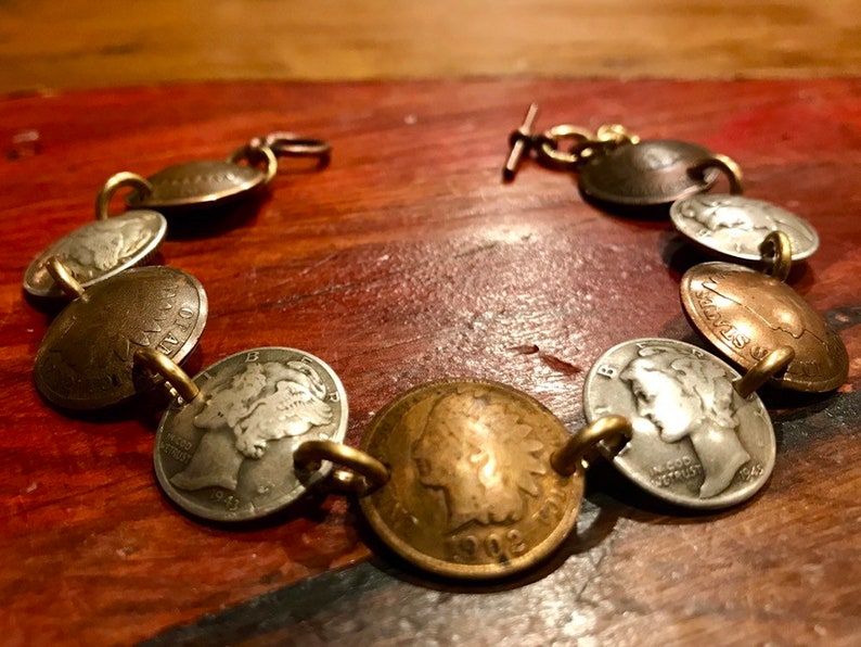 Mercury Dime & Indian Head Penny Bracelet - Etsy