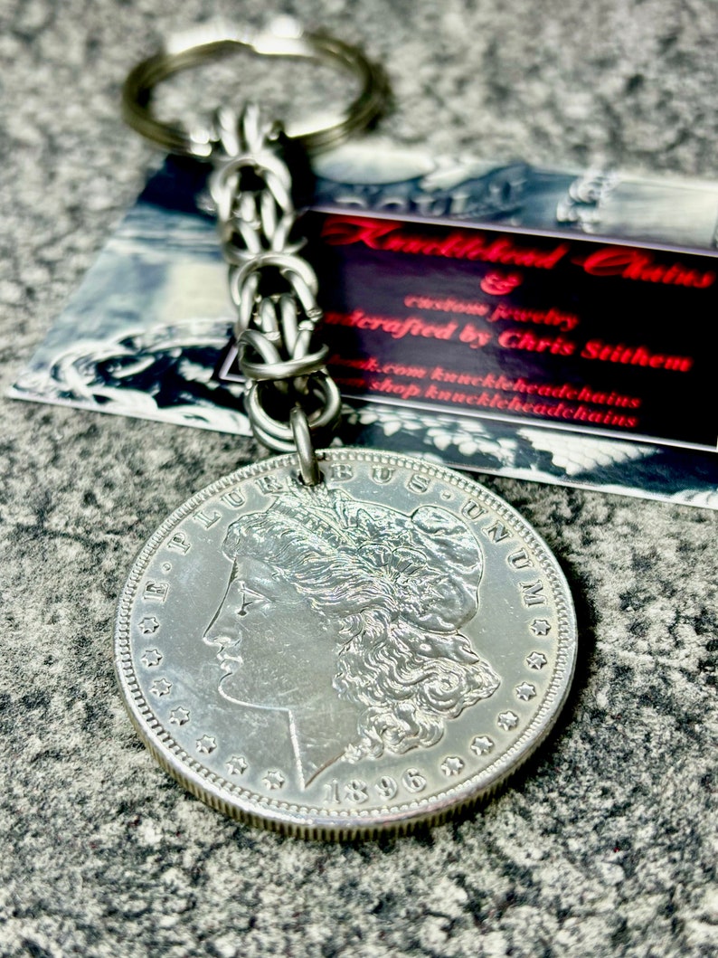 Morgan Dollar Keychain: Flat, Polished & Head Side Upright - Etsy