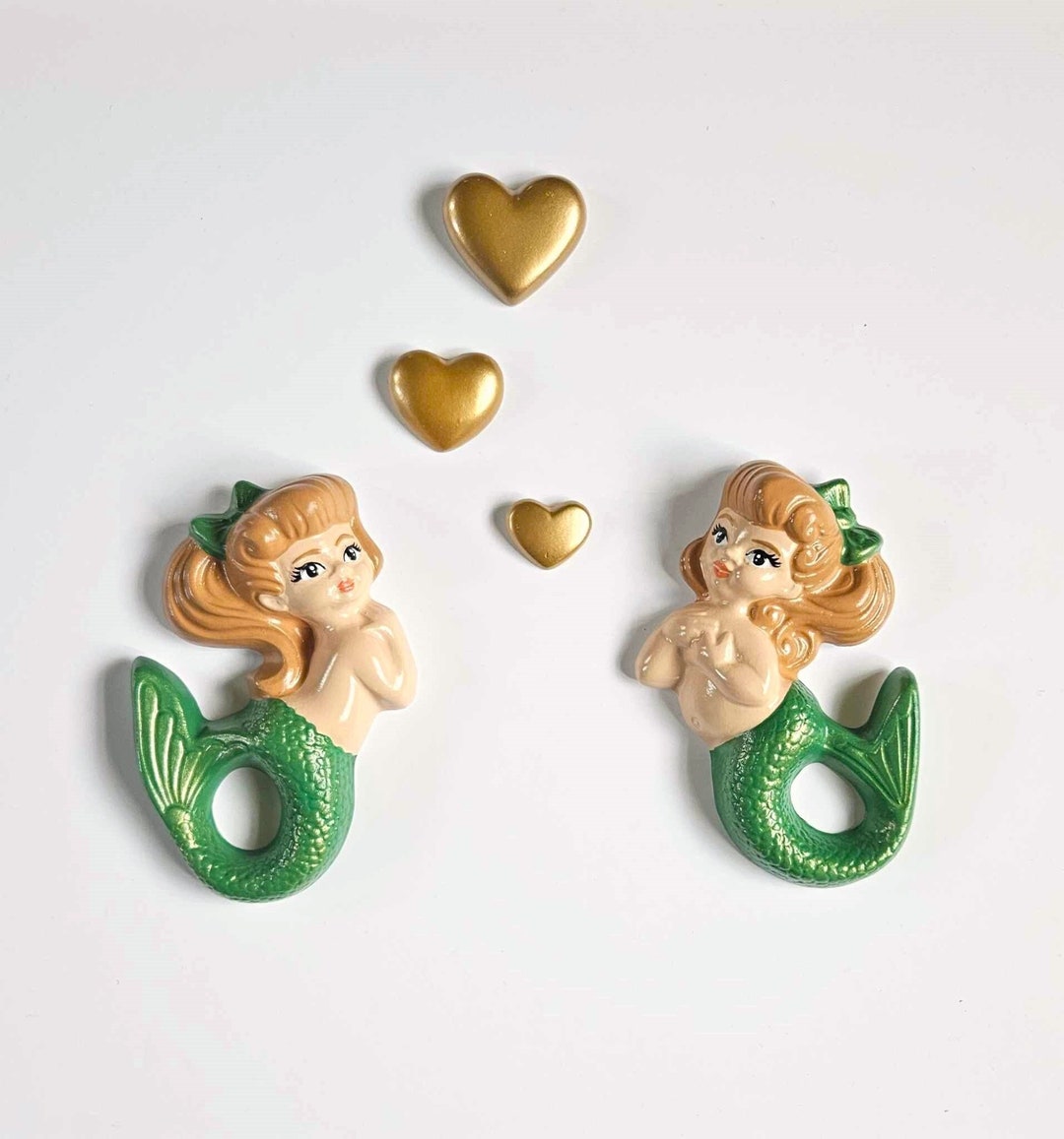 Kitsch Mermaid Sisters Wall Plaques - Vintage Style Chalkware, Mid ...