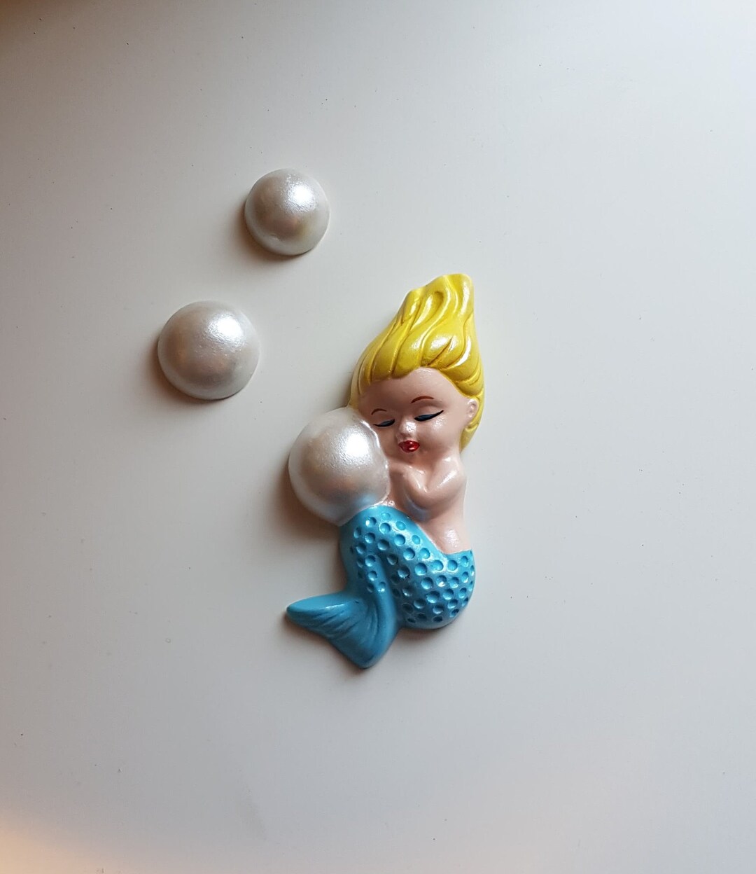 Kitsch Merbaby Wall Plaque (blonde Hair Blue Tail) - Vintage Style ...