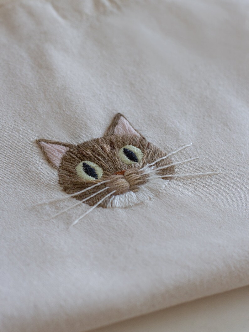 Cat Tote Bag, Hand Embroidery, Personalised, Your Kitty Face, Custom ...