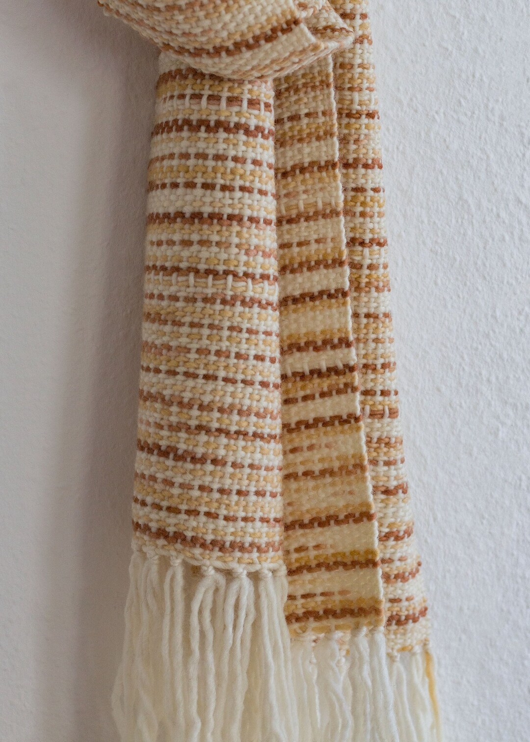 Handwoven Scarf, 100% Argentinian Wool in Brown and Natural Colours ...