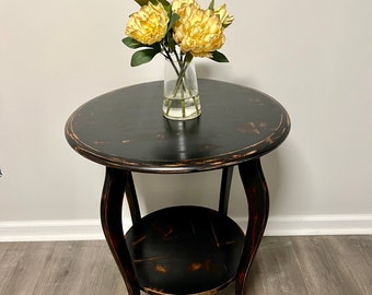 Distressed End Table in Black - Etsy
