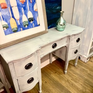 Light Blue Distressed Vanity Hand Painted Vintage Solid Wood - Etsy