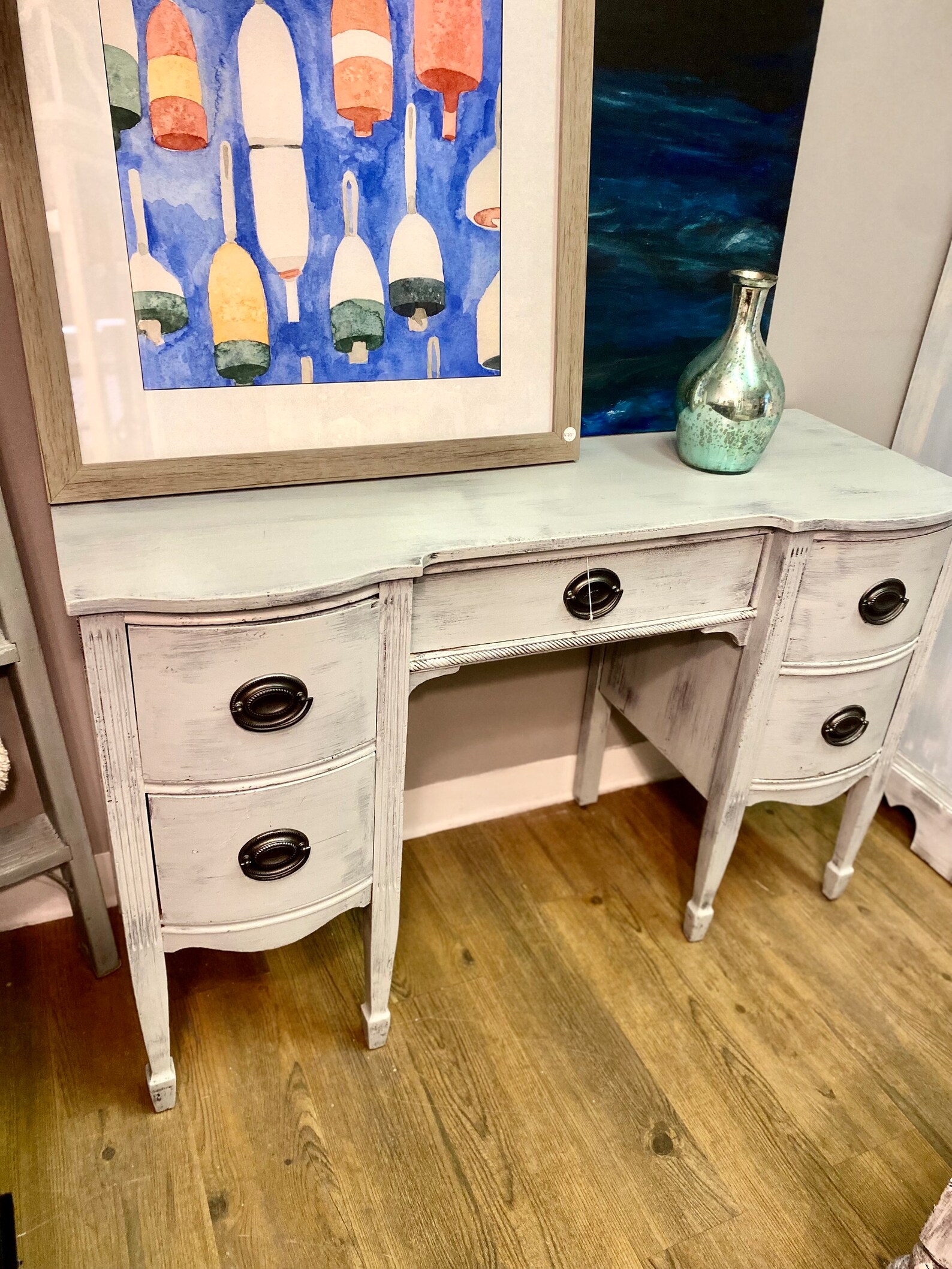 Light Blue Distressed Vanity Hand Painted Vintage Solid Wood - Etsy