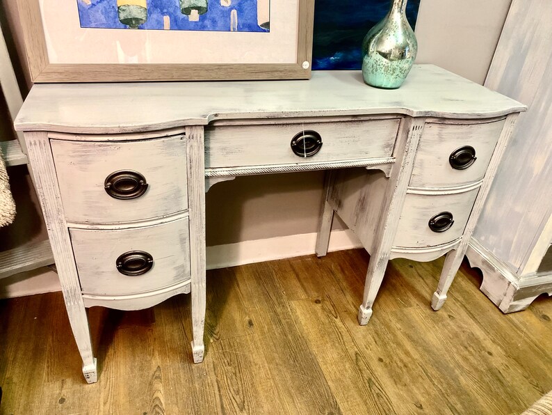 Light Blue Distressed Vanity Hand Painted Vintage Solid Wood - Etsy