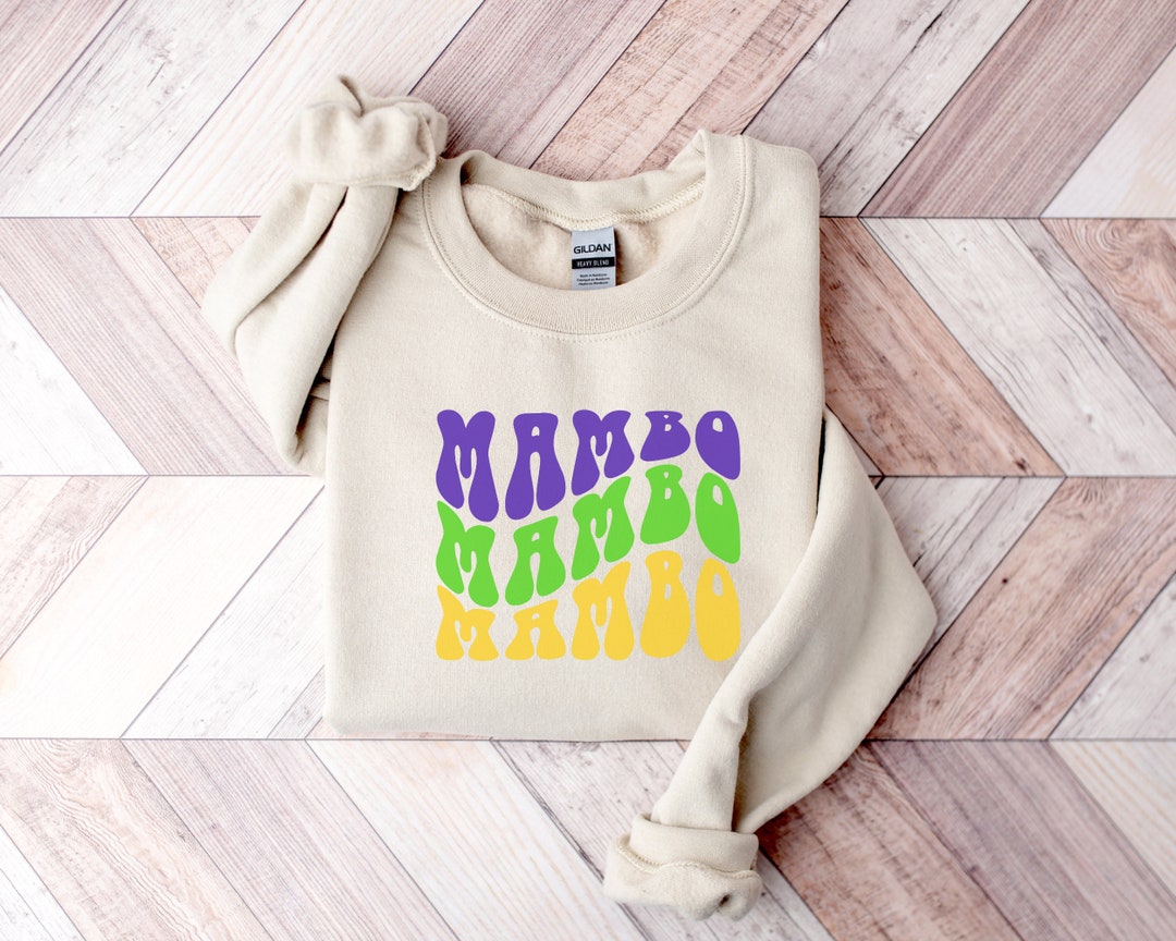 Retro Mardi Gras Mambo Southern Sweatshirt Parade Festival, Trendy Fat ...