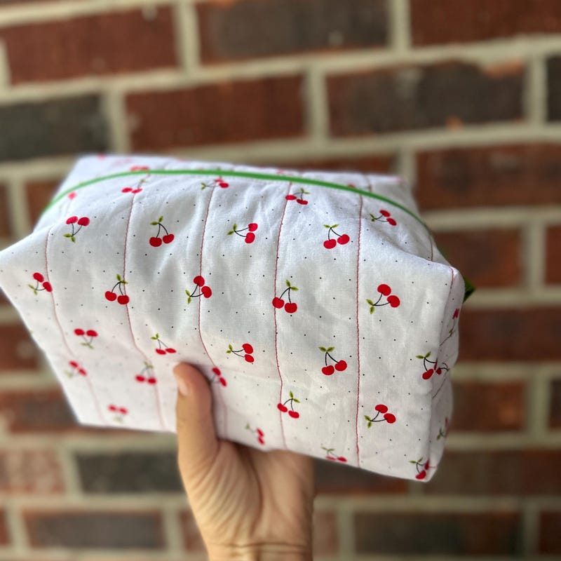 Cherry Print Cosmetic Bag - Etsy