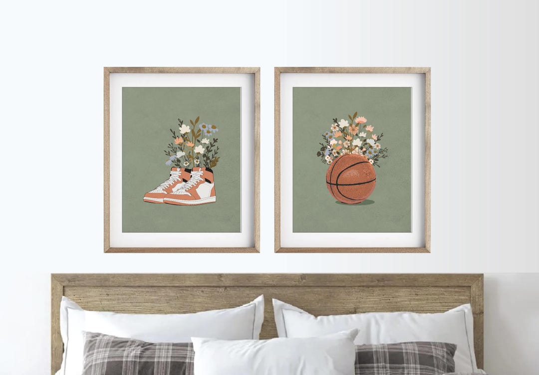 2 Basketball Wall Art, Girl Basketball Decor, Teen Girl Wall Art, Girl ...