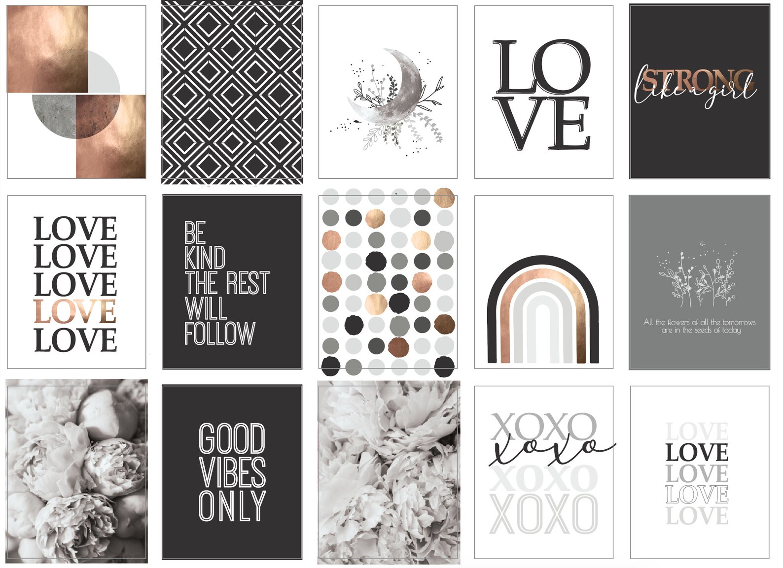 40 Minimal Print Set Minimal Wall Decor Gold Wall Art - Etsy