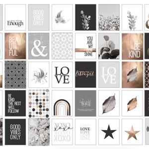 20 Empowering Quote Print Set, Black White Wall Art Bundle, Minimal ...