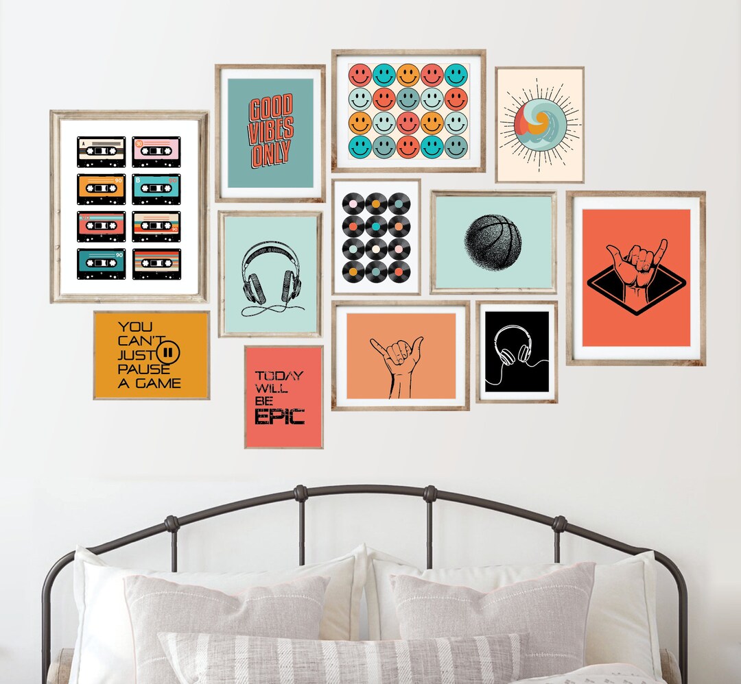 24 Colourful Teen Boy Room Decor Set, Printable Wall Art Set, Teen Boy ...