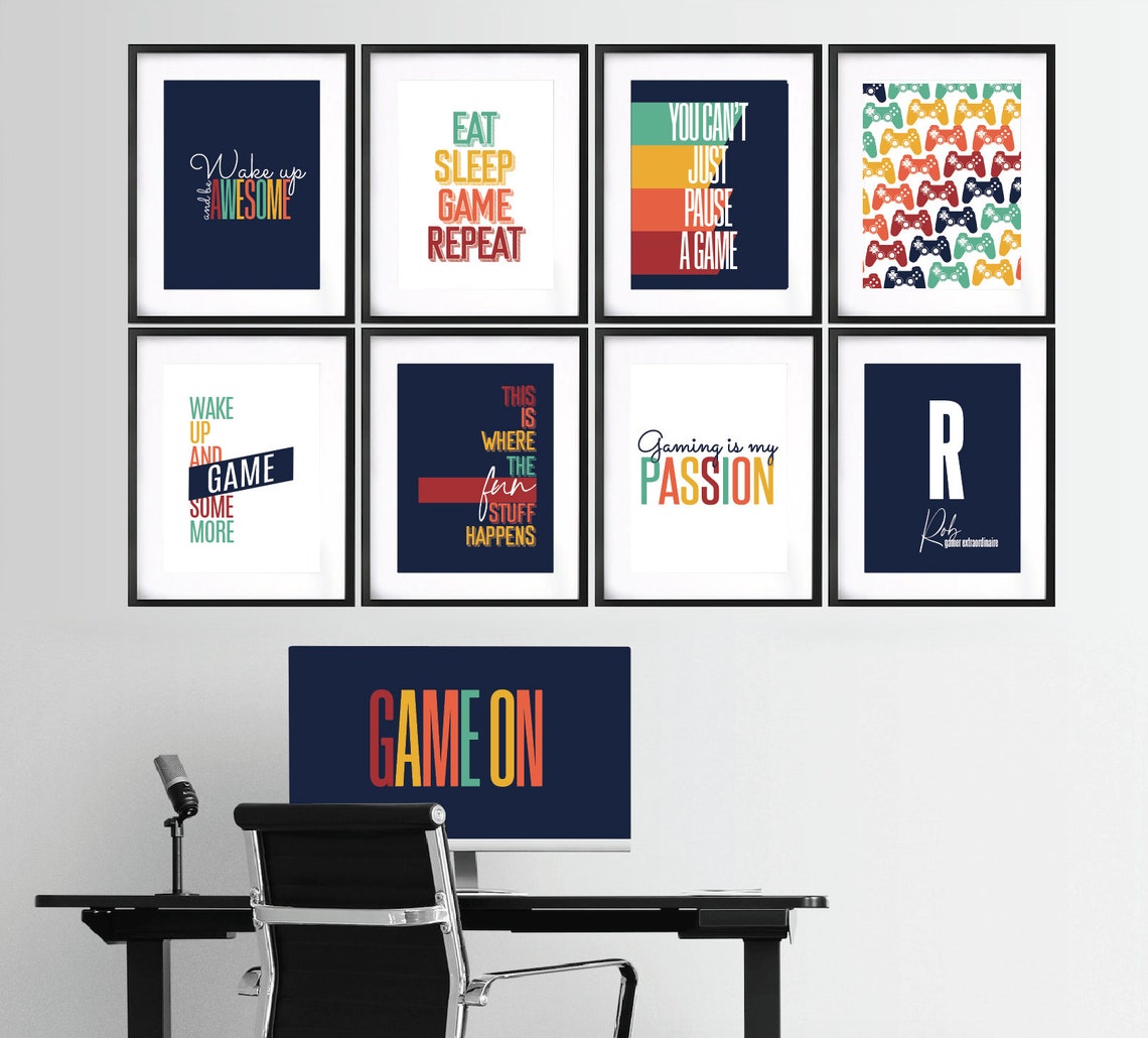 26 Gamer Print Set Gamer Boy Room Decor Boy Bedroom Wall Art - Etsy