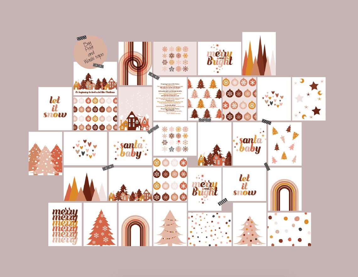 33 Christmas Print Set Christmas Printable Wall Art Bundle - Etsy