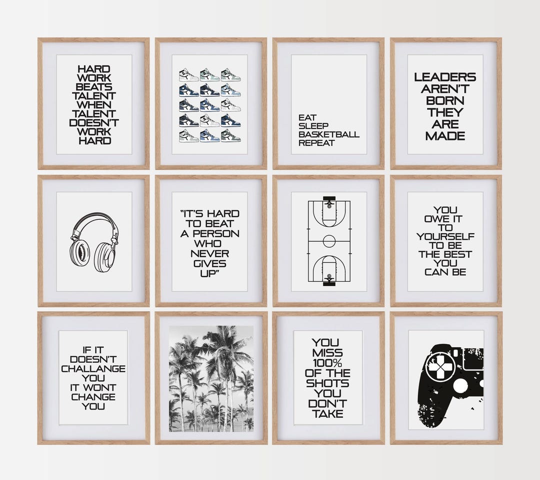 12 Sport Printable Wall Art Set, Teen Room Wall Art, Inspirational ...