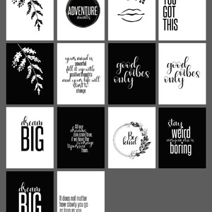 20 Empowering Quote Print Set, Black White Wall Art Bundle, Minimal ...