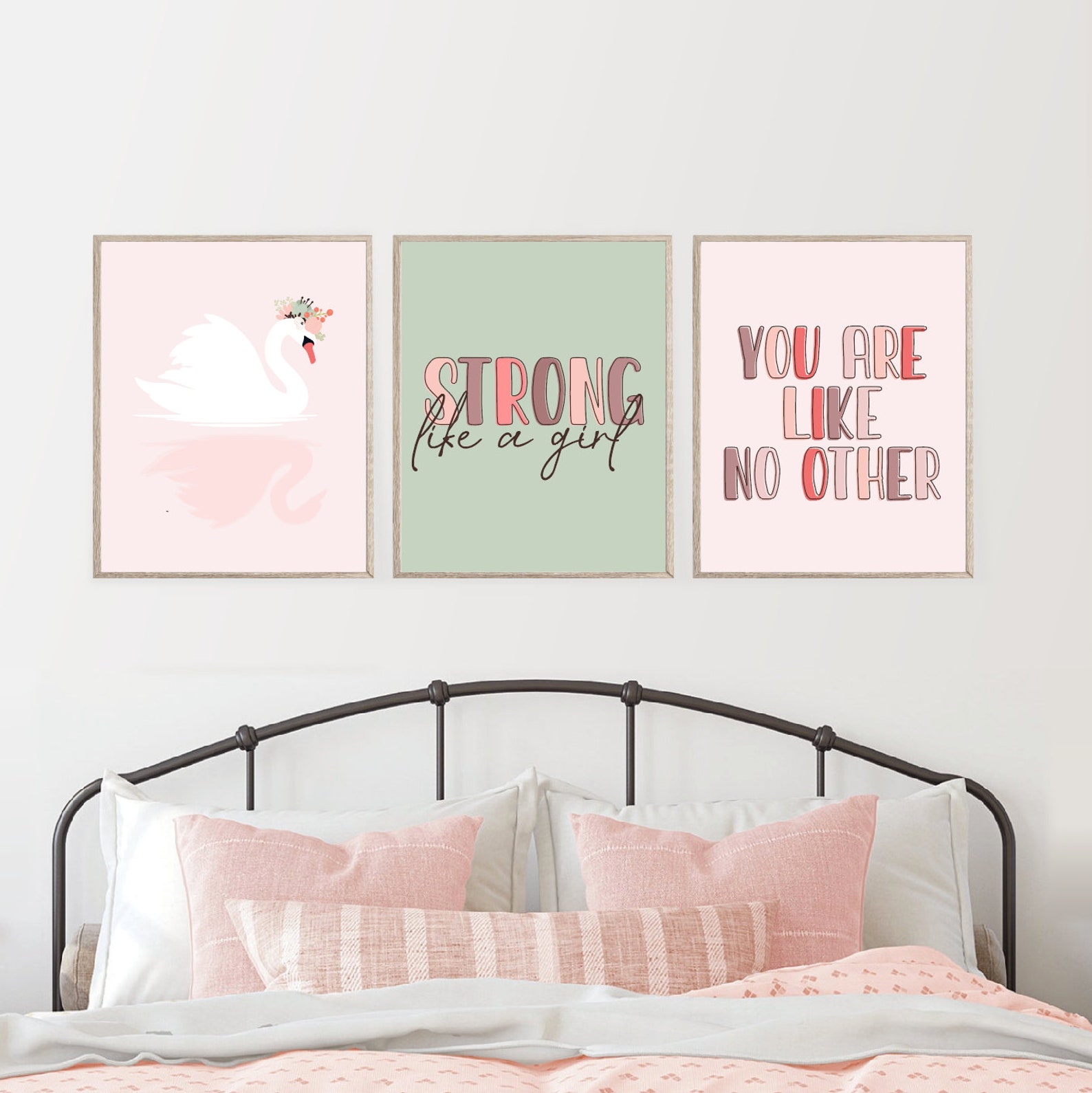 12 Blush Pink Print Set Girls Room Decor Pink Printable Wall - Etsy