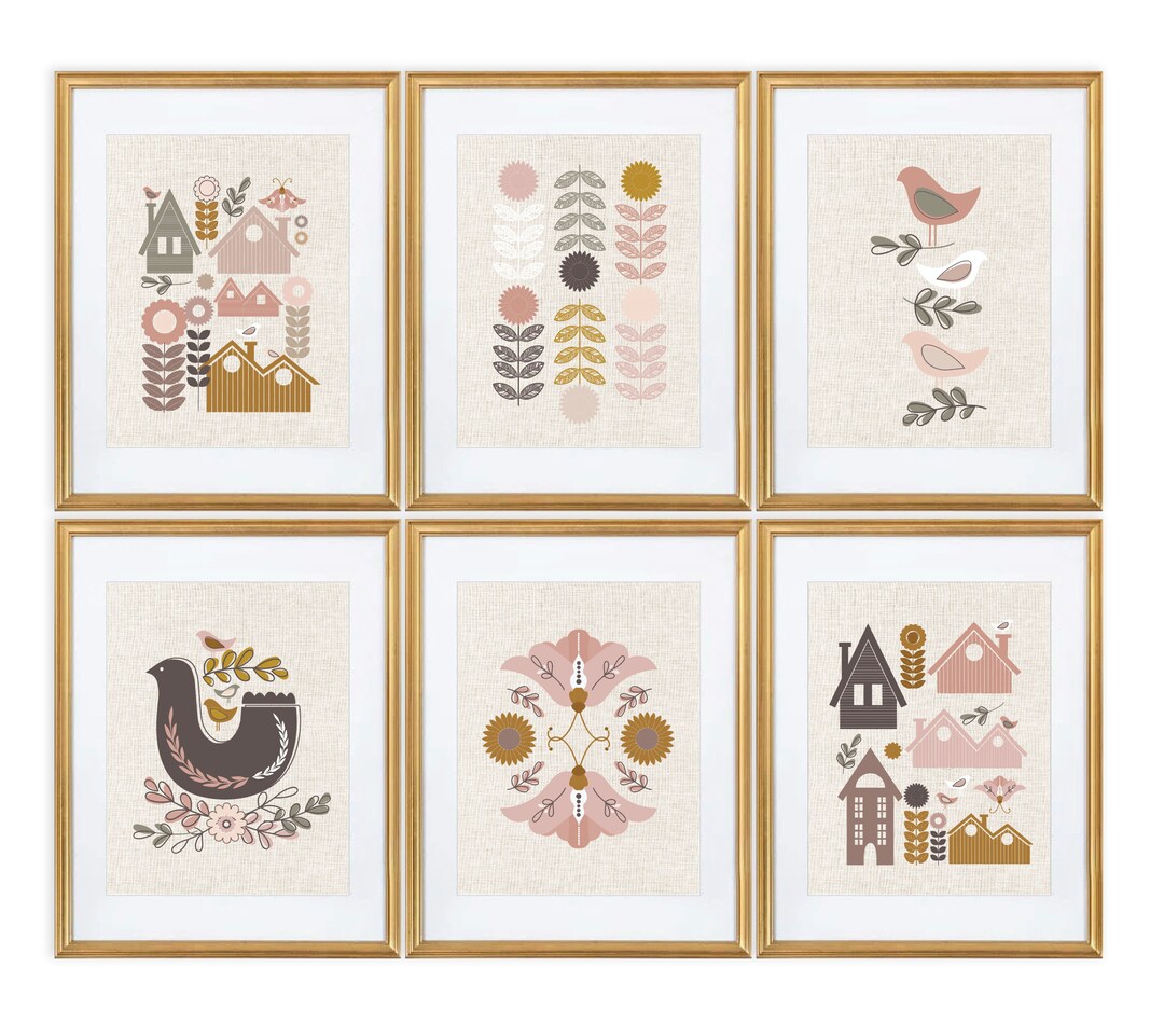 6 Scandinavian Wall Decor Set, Nordic Printable Wall Art, Scandi Style ...