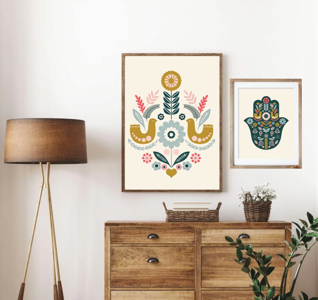 Hebrew House Blessing Print, Hamsa Wall Art, Hand of God Wall Decor ...