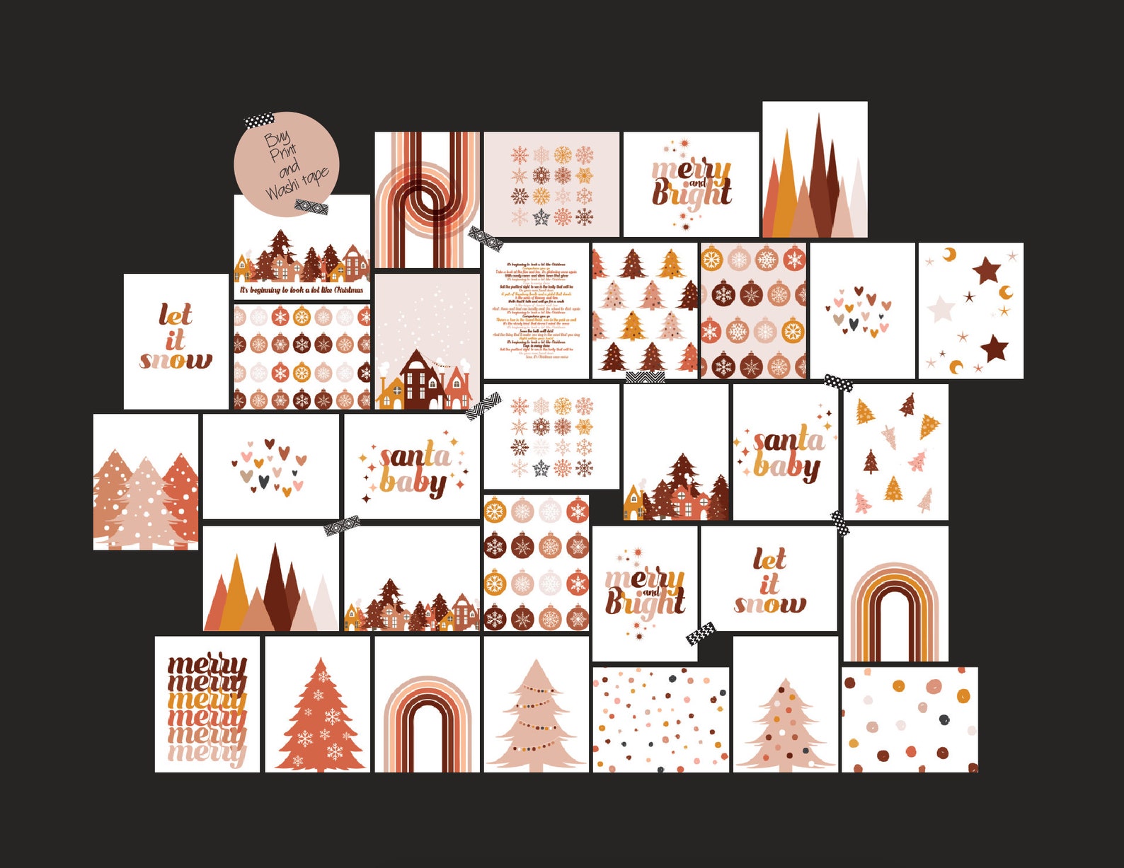 33 Christmas Print Set Christmas Printable Wall Art Bundle - Etsy