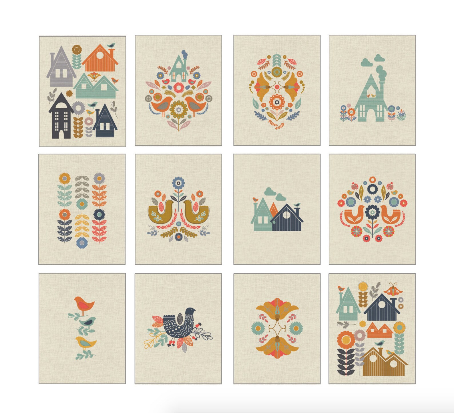 12 Scandinavian Wall Decor Set, Nordic Printable Wall Art, Scandi Style ...