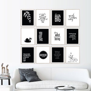 20 Empowering Quote Print Set, Black White Wall Art Bundle, Minimal ...