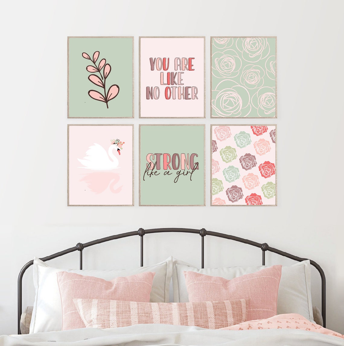 12 Blush Pink Print Set Girls Room Decor Pink Printable Wall - Etsy