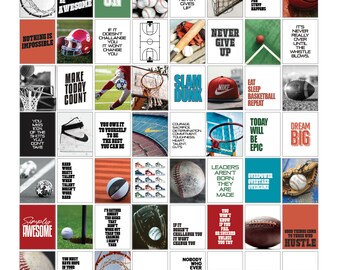 Sports Wall Collage Kit for Teen Dorm Room Football Basketball Baseball ...