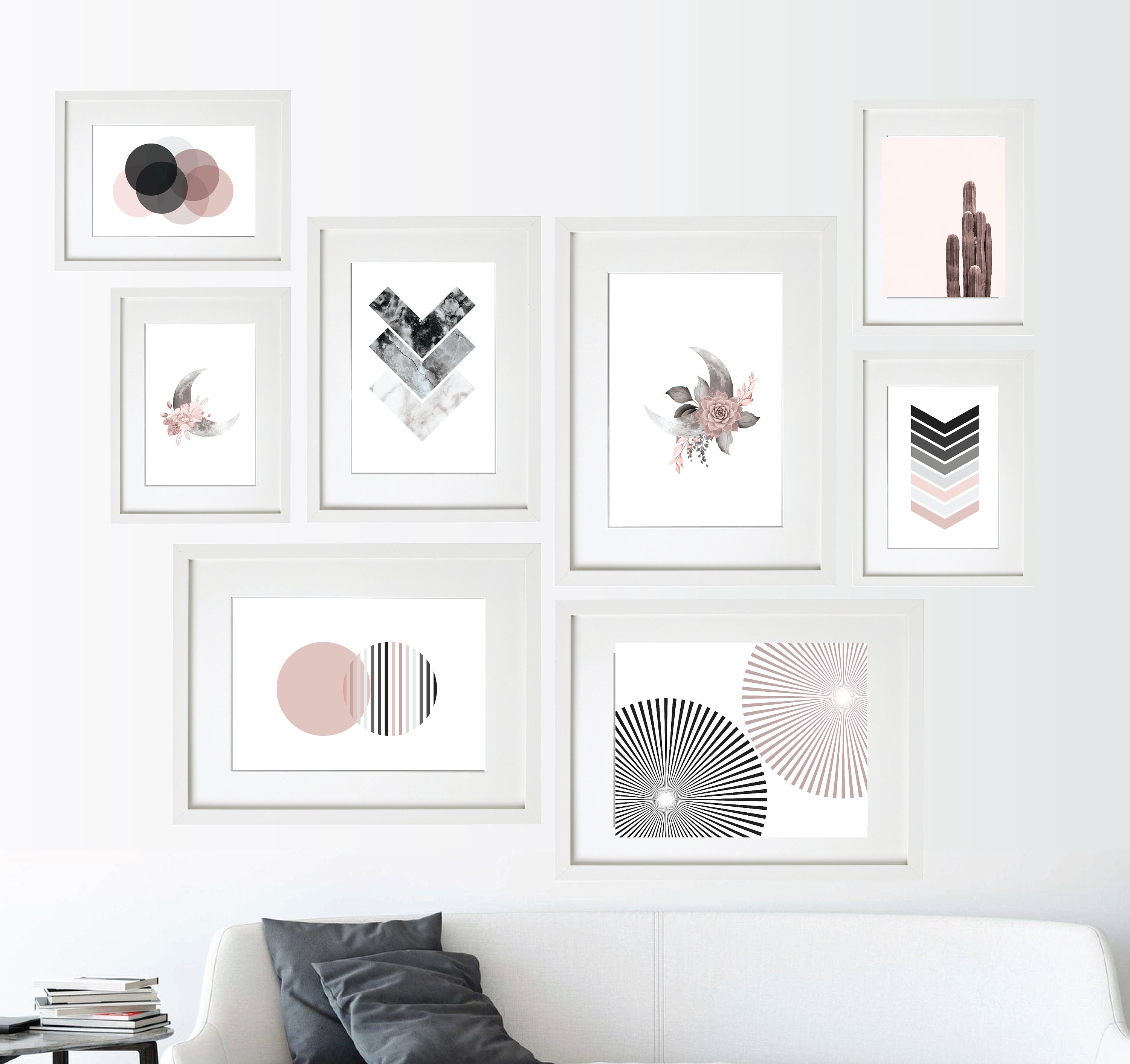 32 Gray Blush Pink Set of Prints Printable Wall Art Bundle | Etsy