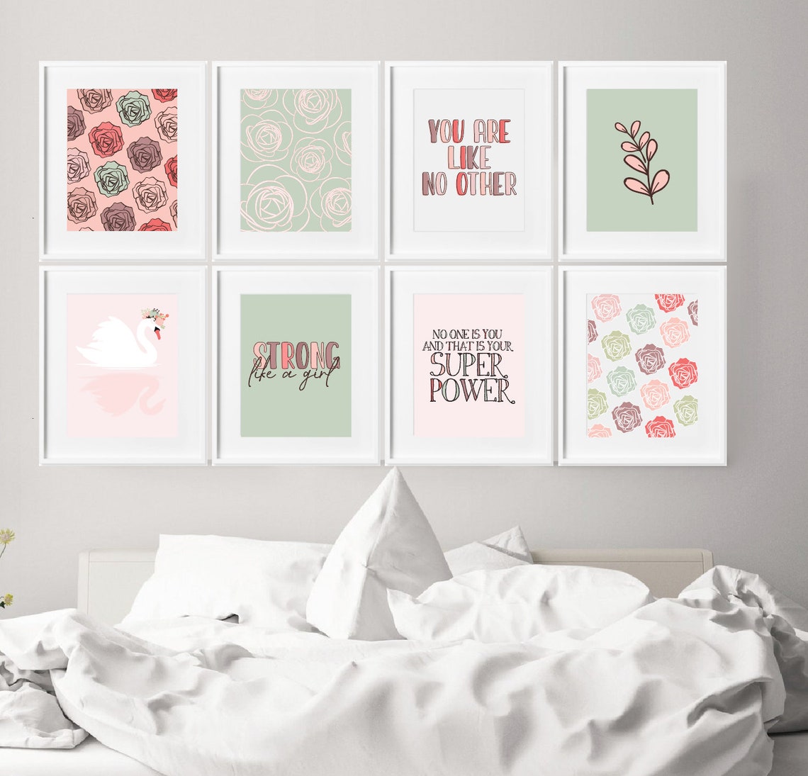 12 Blush Pink Print Set Girls Room Decor Pink Printable Wall - Etsy
