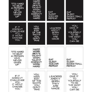 8 Inspirational Sports Quotes, Black&white Print Set, Teen Room Decor ...