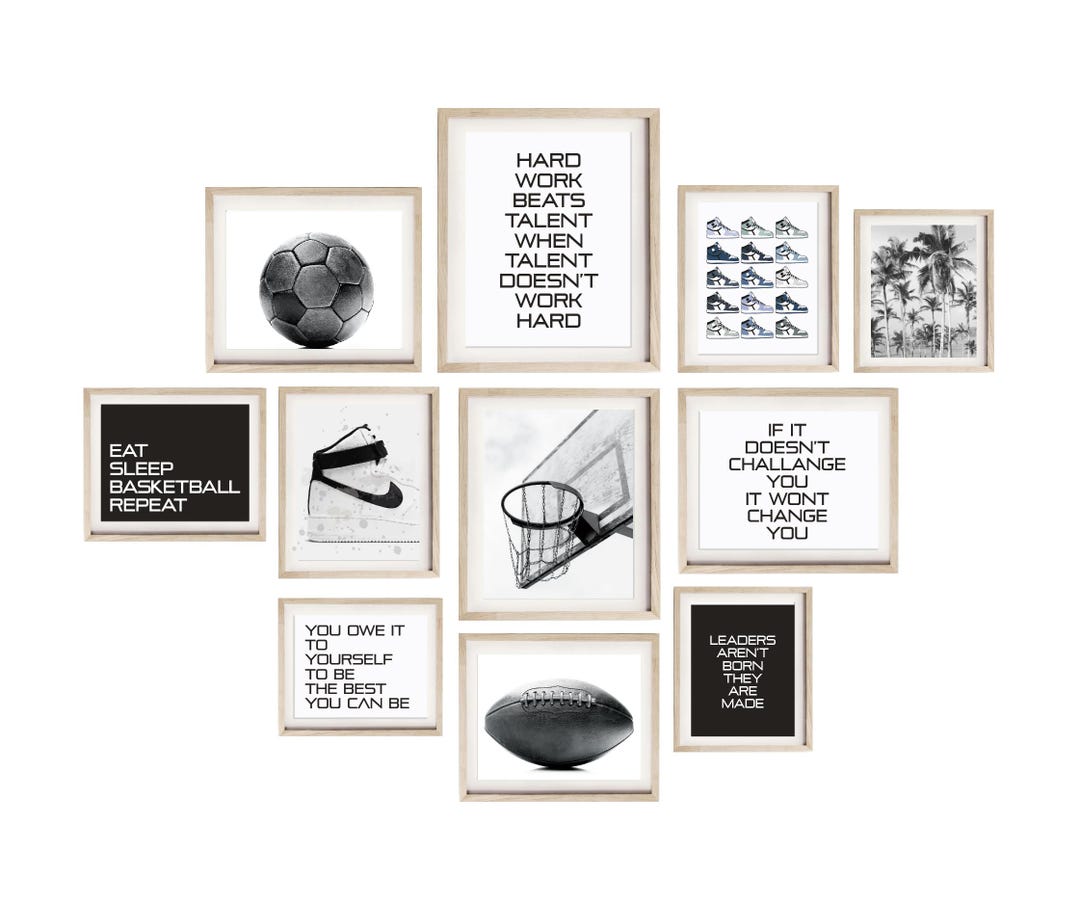 11 Sport Printable Wall Art Set, Teen Room Wall Art, Inspirational ...