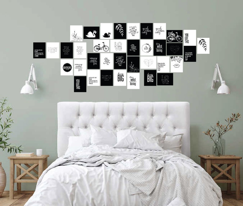 20 Empowering Quote Print Set Black White Wall Art Bundle - Etsy