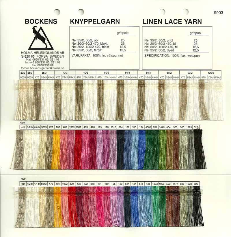 100% Linen Threads for Bobbin Lace - 8.50 to 11.50/ea - Fresia Linen 20 ...