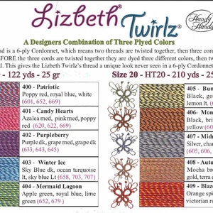 Lizbeth Tatting & Bobbin Lace Cotton Threads- 3.50-6.00ea Sizes 20, 40 ...