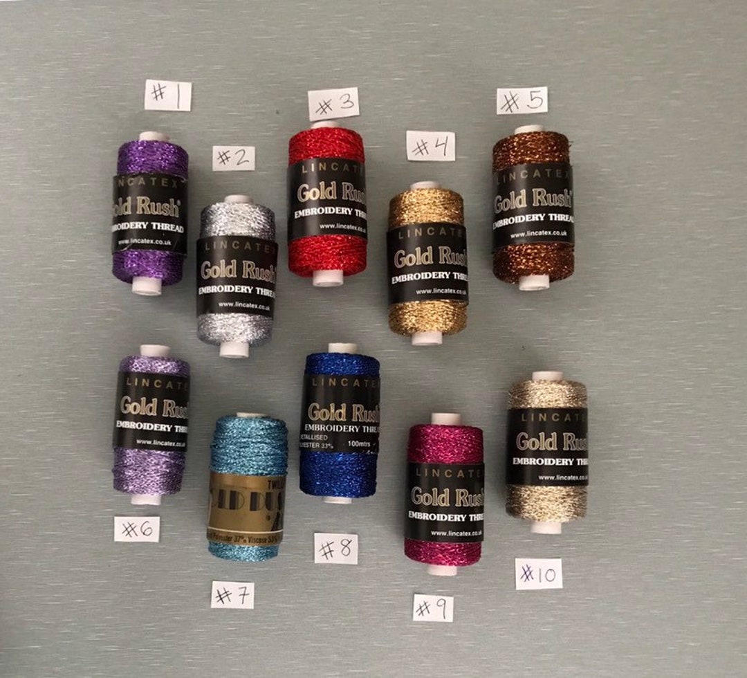 Metallic Bobbin Lace Thread Gold Rush Embroidery Thread 100 Meters per ...