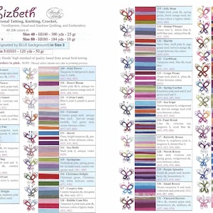 Lizbeth Tatting & Bobbin Lace Cotton Threads- 3.95-6.50ea Sizes 20, 40 ...