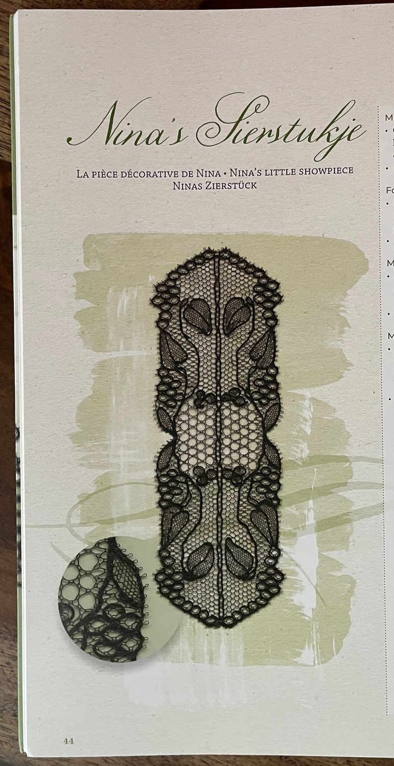 NEW Chantilly Bobbin Lace Book Nina & CO 41.50 - Point Ground Bobbin ...