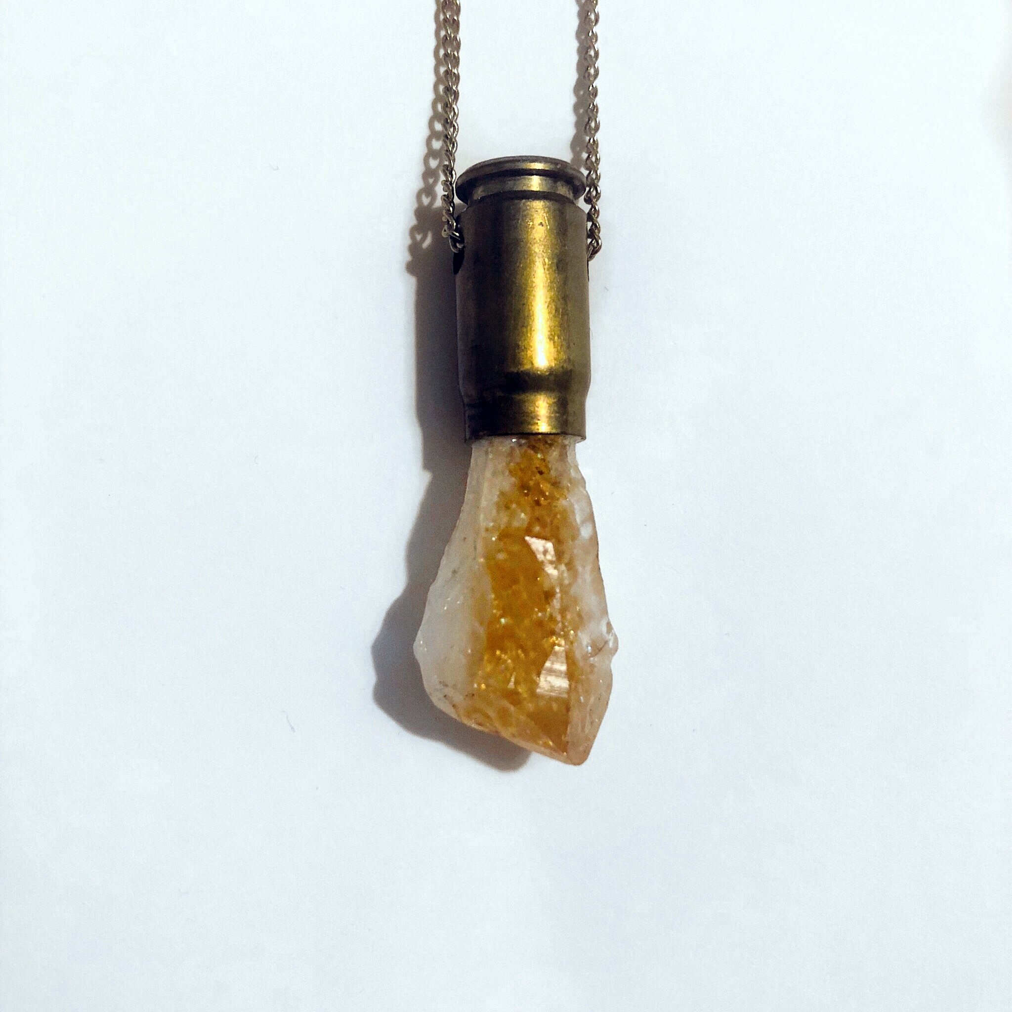 Bullet Crystal Necklace Citrine Quartz Point Crystal Bullet Casing ...