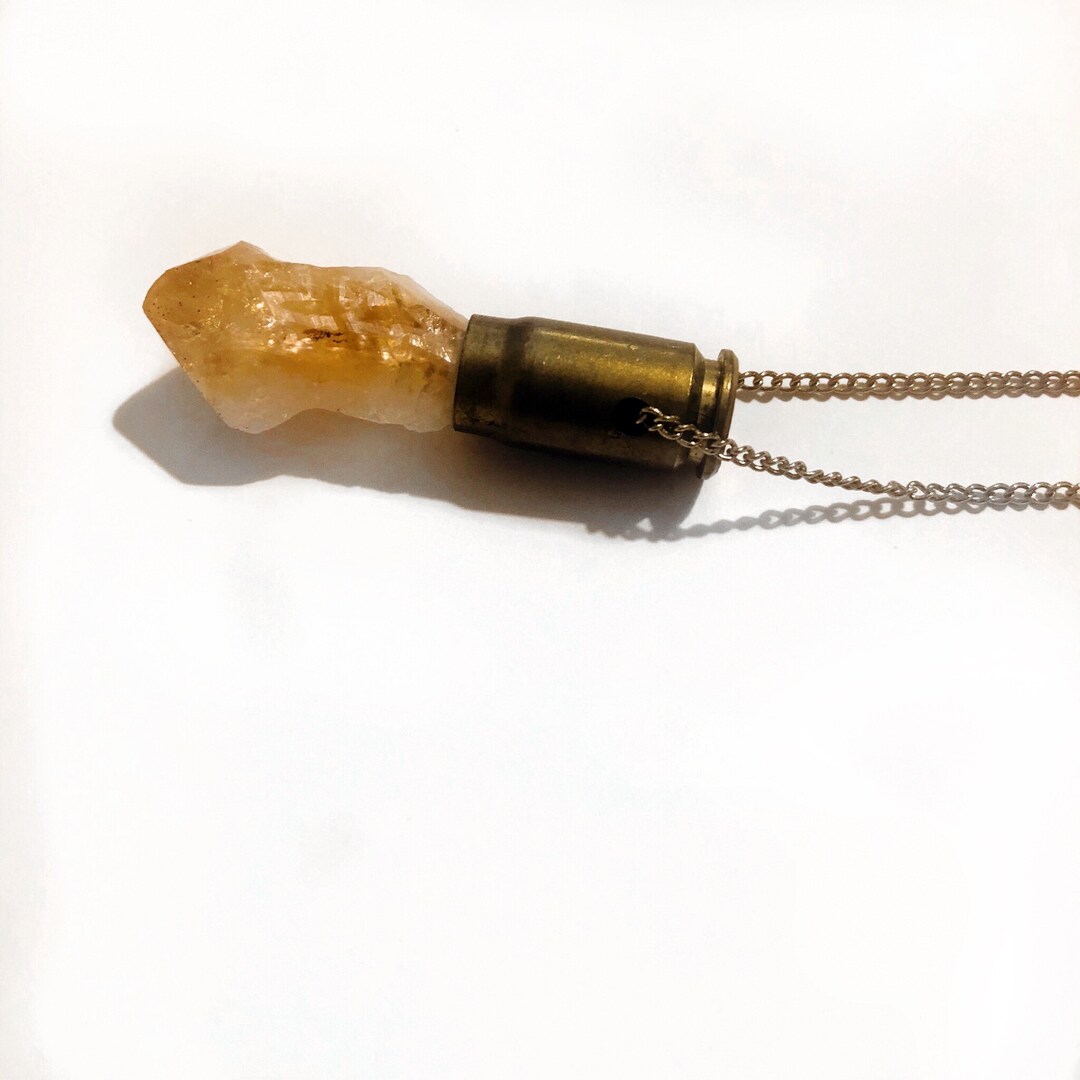 Bullet Crystal Necklace Citrine Quartz Point Crystal Bullet Casing ...