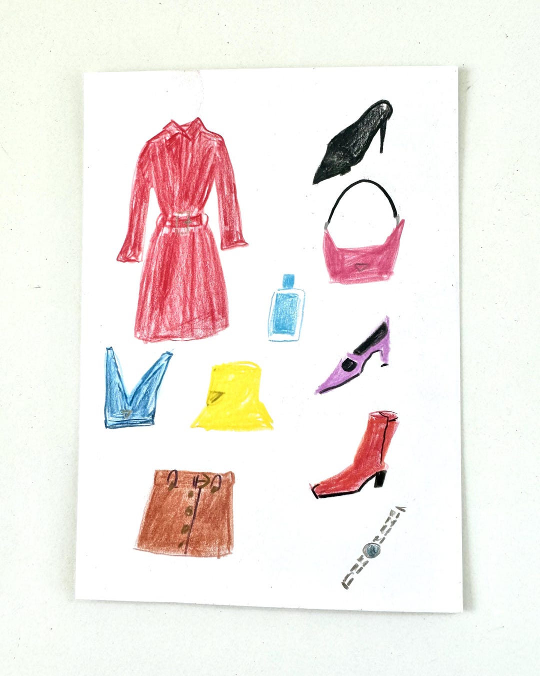 Original Artwork Colored Pencil Drawing Fashion Objects - Etsy
