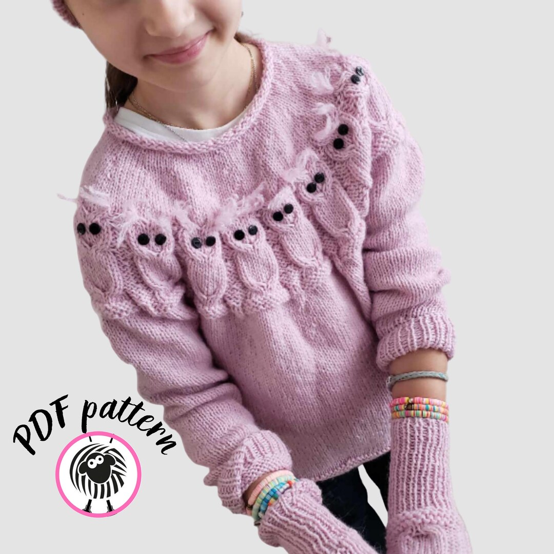 Owl Sweater Knitting Pattern | Child & Adult Sizes | Easy Top-down ...