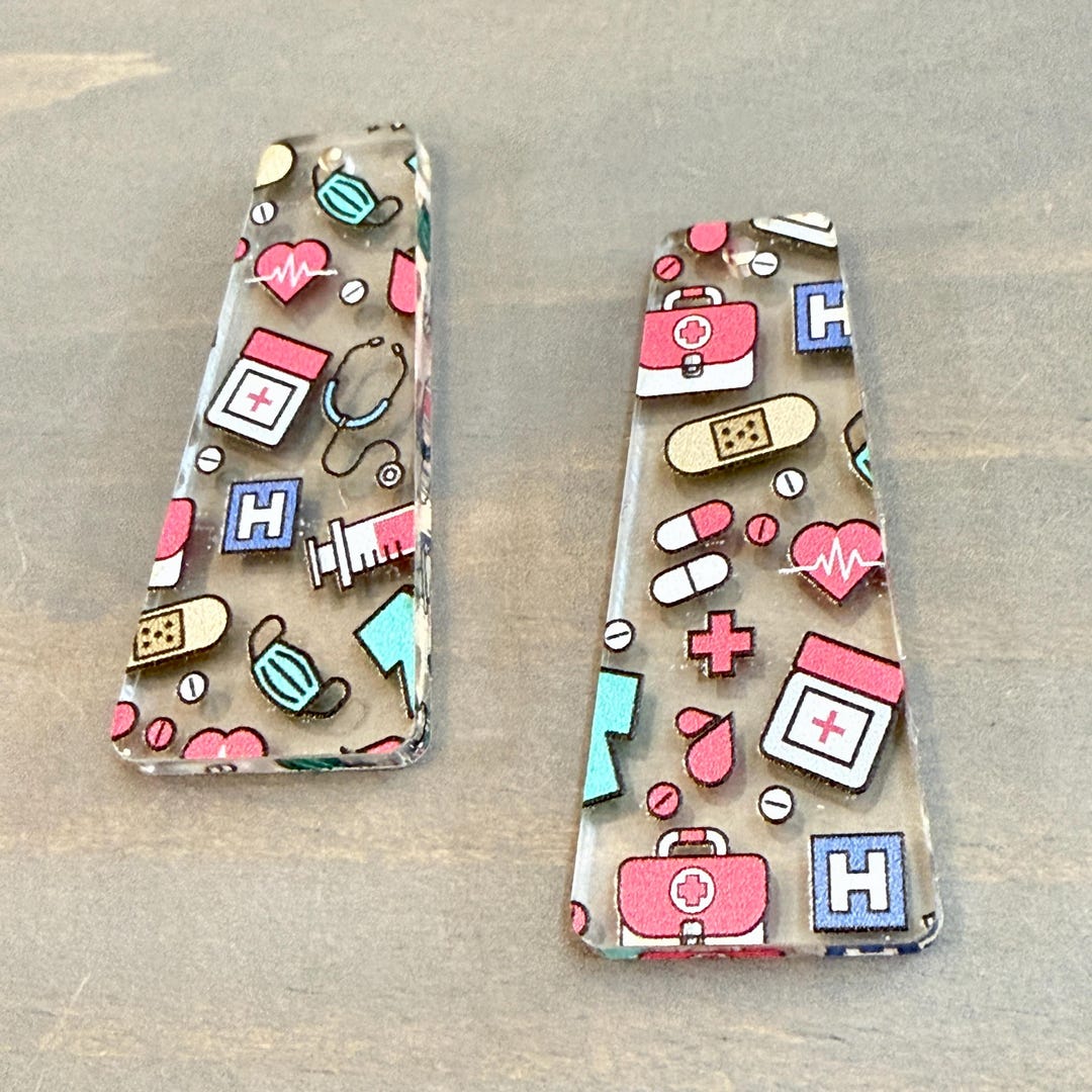 Healthcare Acrylic Earring Blanks: Stethoscope, Bandage, Heart Monitor ...