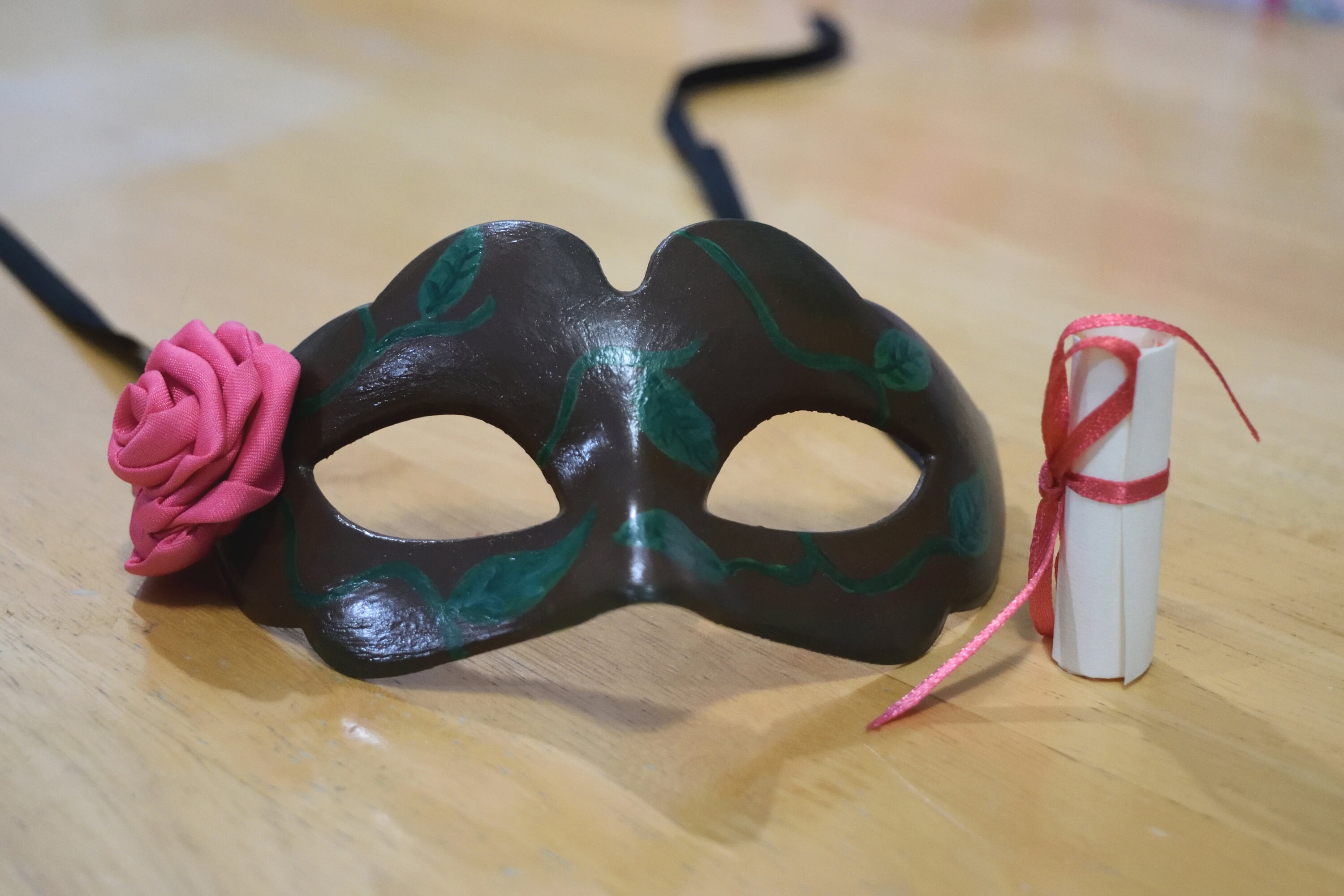 Hand-painted Rose Mask and Legend Scroll - Etsy