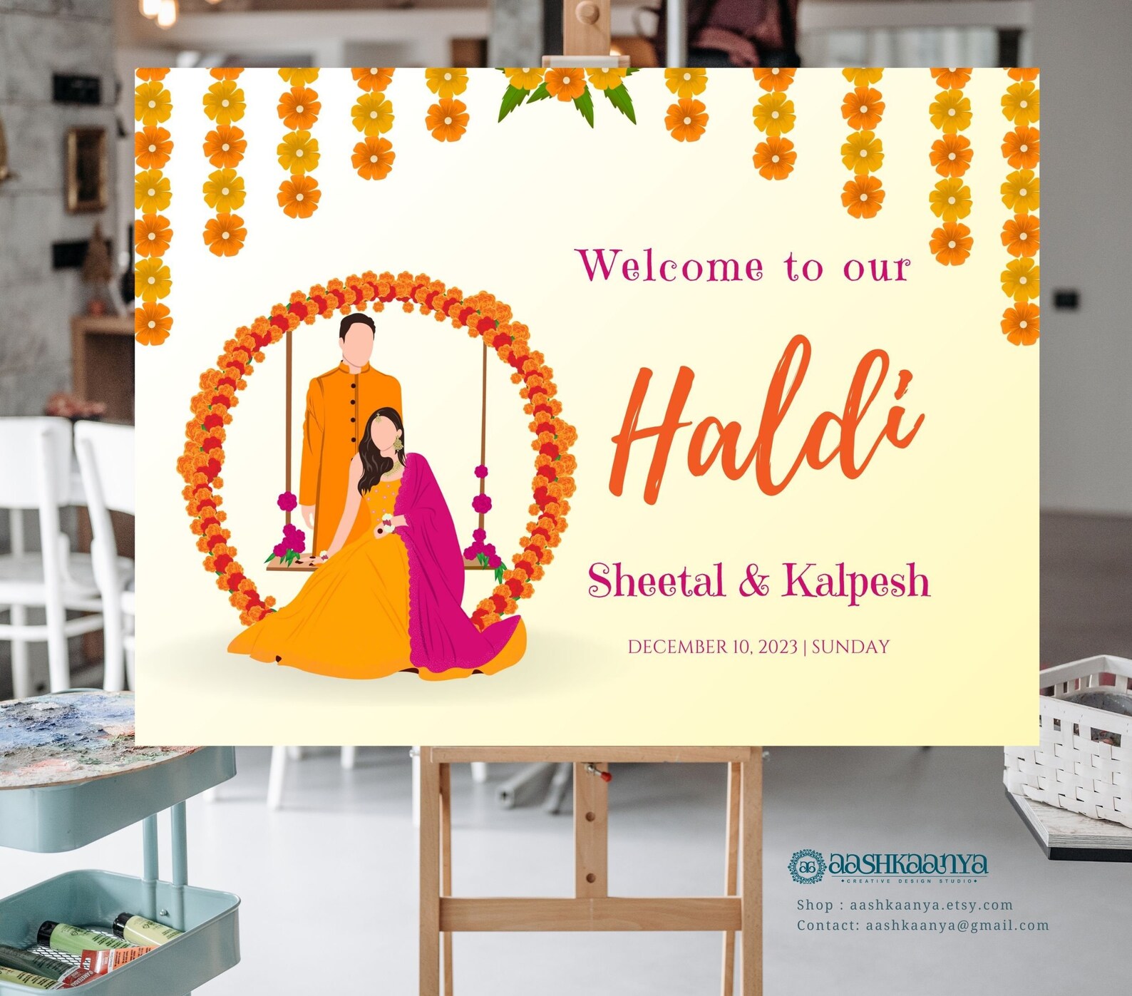 Haldi Welcome Sign | Wedding Welcome Sign Template | Indian Haldi ...
