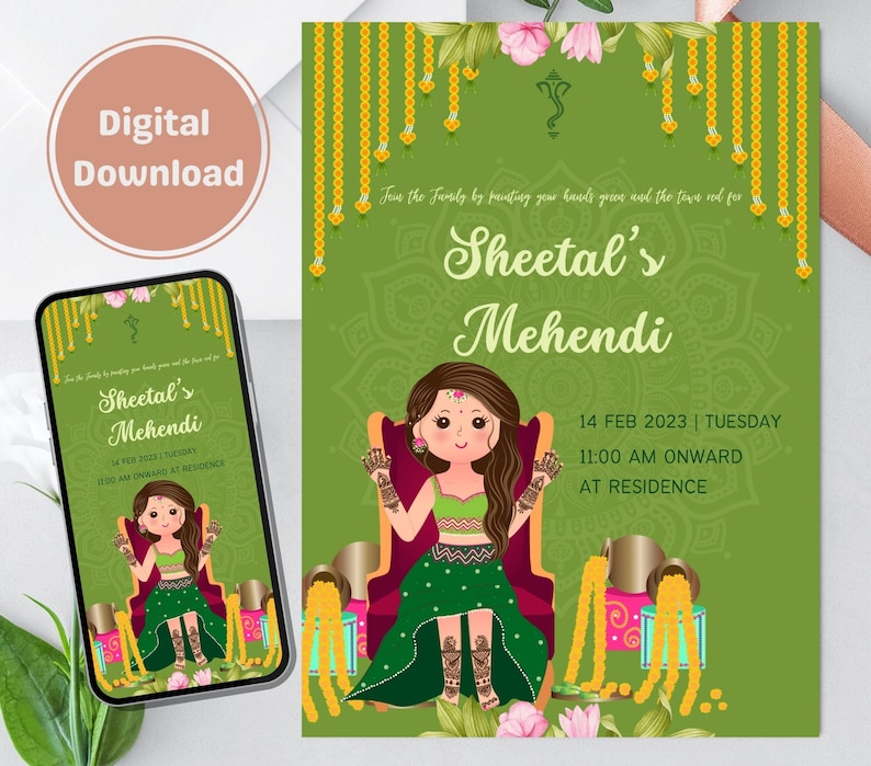 Mehendi Invitation Design | Cute Bridal Mehendi Invitation ...
