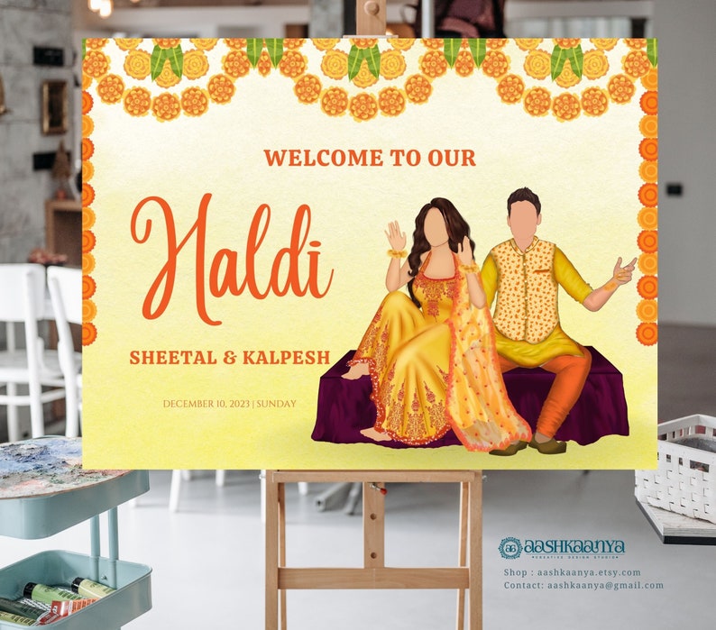 Haldi Welcome Sign | Wedding Welcome Sign Template | Indian Haldi ...